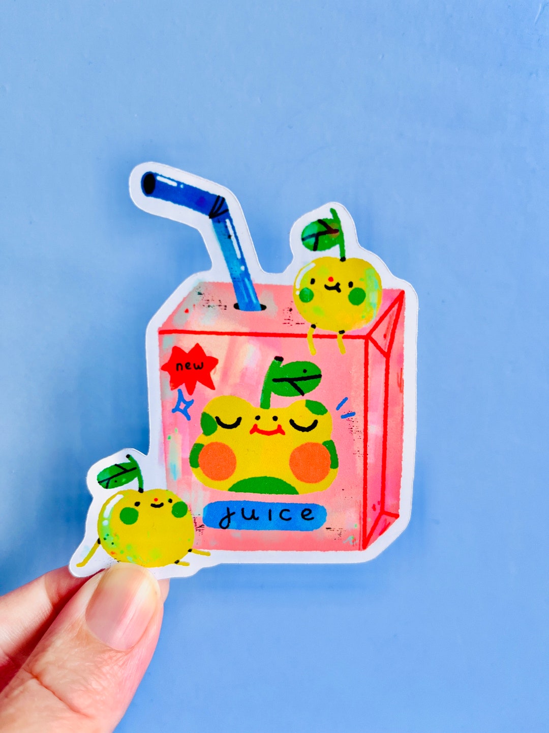 Froggo Apple Juice Vinyl Sticker / Cute Kawaii Colorful and Quirky ...
