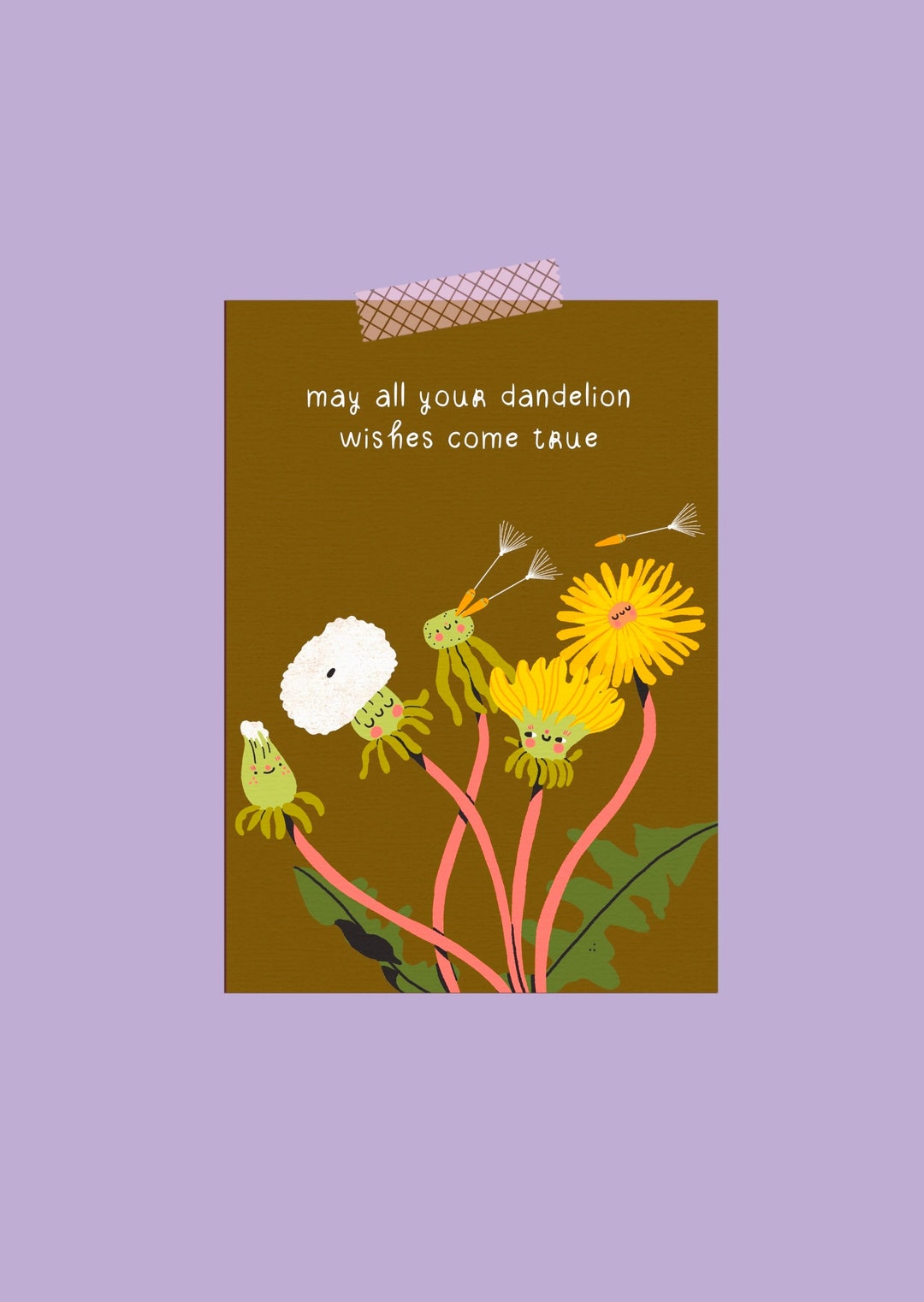 Dandelion Wishes Postcard / Motivational Postcard / Cute Botanical Card ...