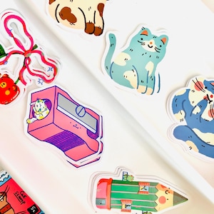 Blue Cat Sticker - Kawaii Cute Pastel Stickers - Dopamine Illustration ...
