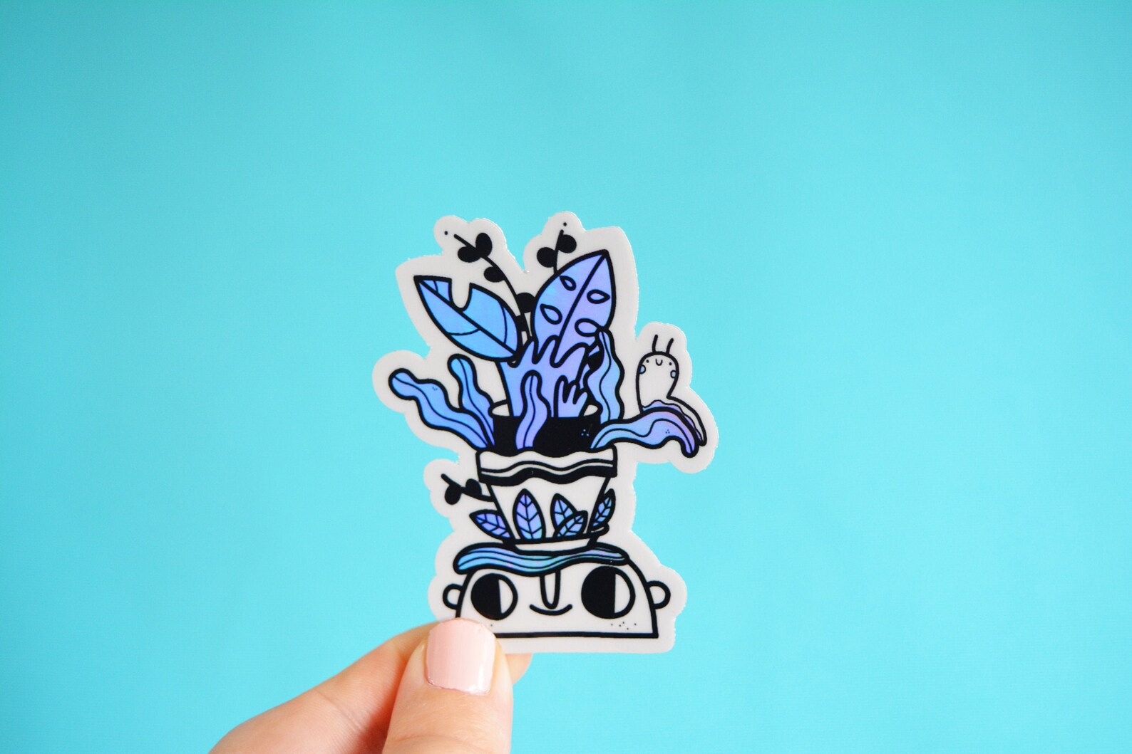 Plant Totem Sticker Snail Sticker Vinyl Sticker Cute - Etsy