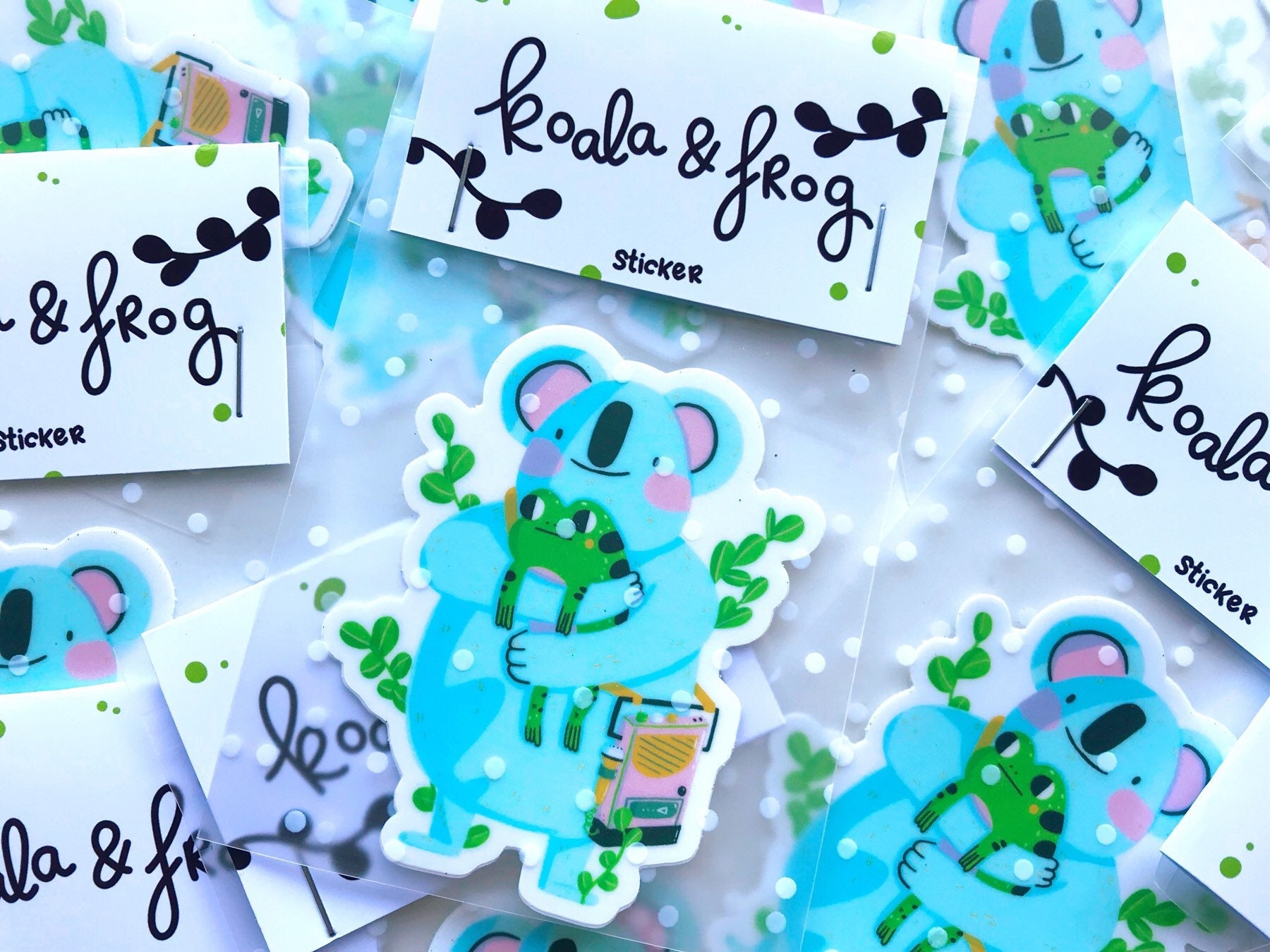 Koala and Frog Sticker Vinyl Die Cut Animal Kawaii Sticker | Etsy