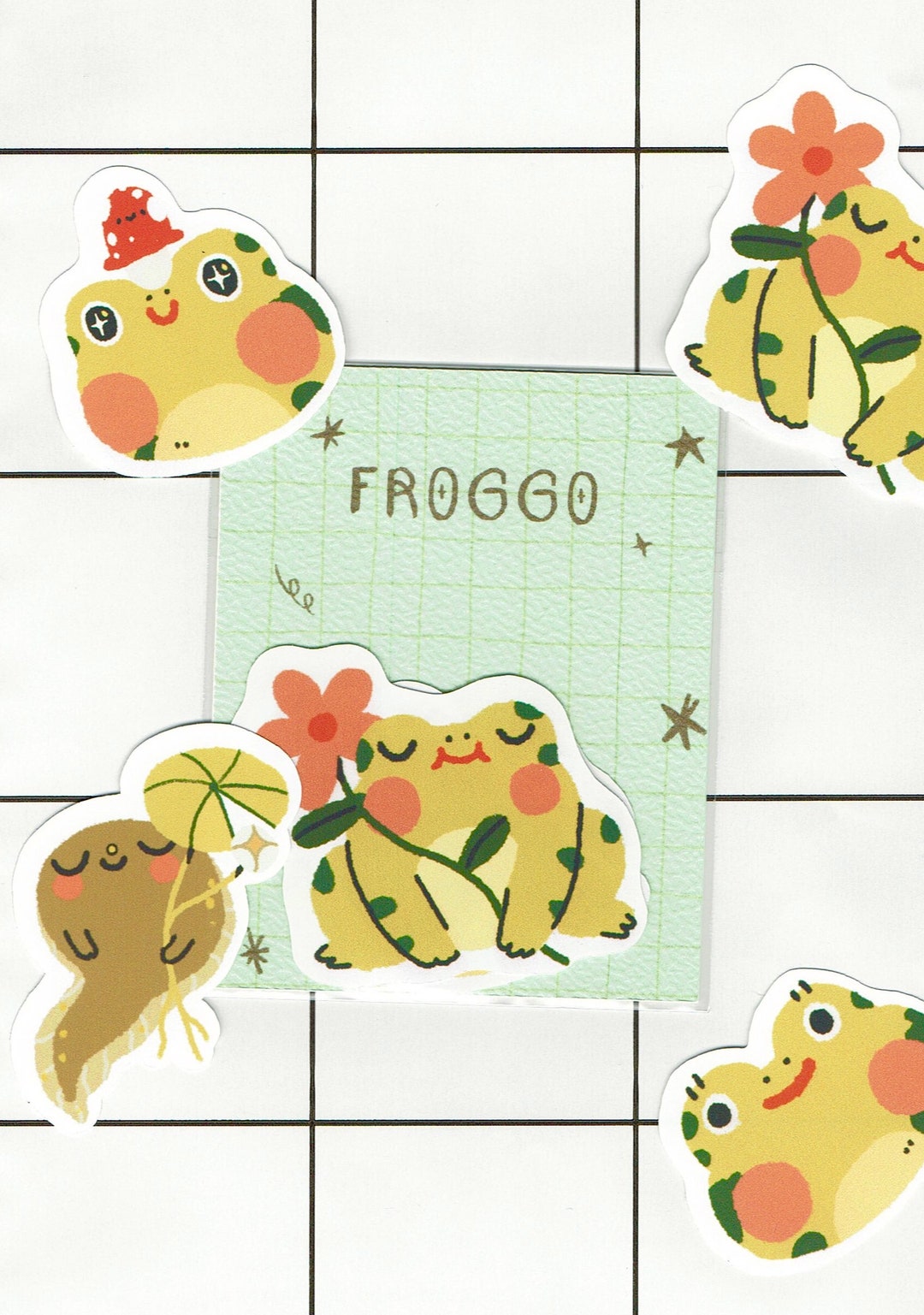 Froggo Sticker Pack / Frog and Tadpole Illustration Stickers / Cute and ...