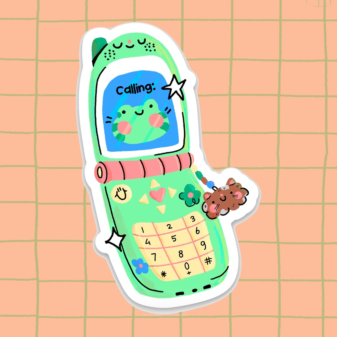 Frog Flip Phone Sticker | Dishwasher Safe | Cute, Kawaii Waterproof ...