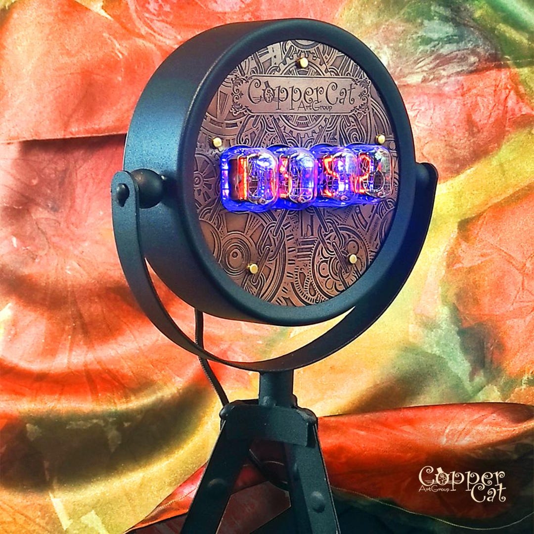 Unique Nixie Tube Table Clock 4xin-12 «tripod» From the «copper Cat Art ...