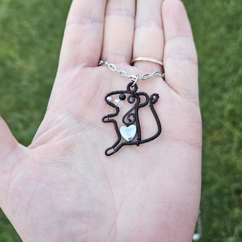 Custom Made Wire Heart Gerbil Pendant Necklace - Etsy