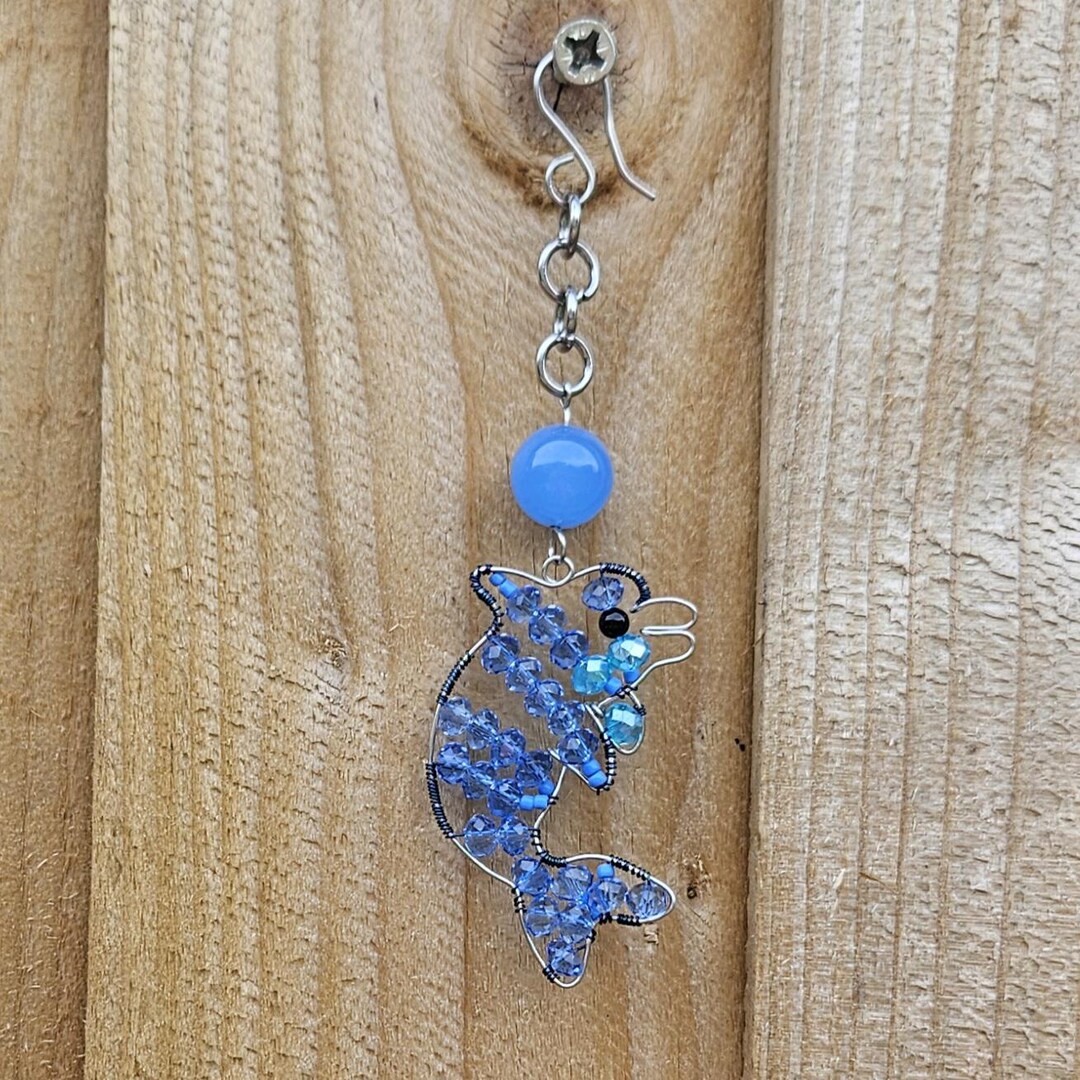 Dolphin Suncatcher, Glass Crystal, Blue Dolphin , Sealife Wall Hanging ...