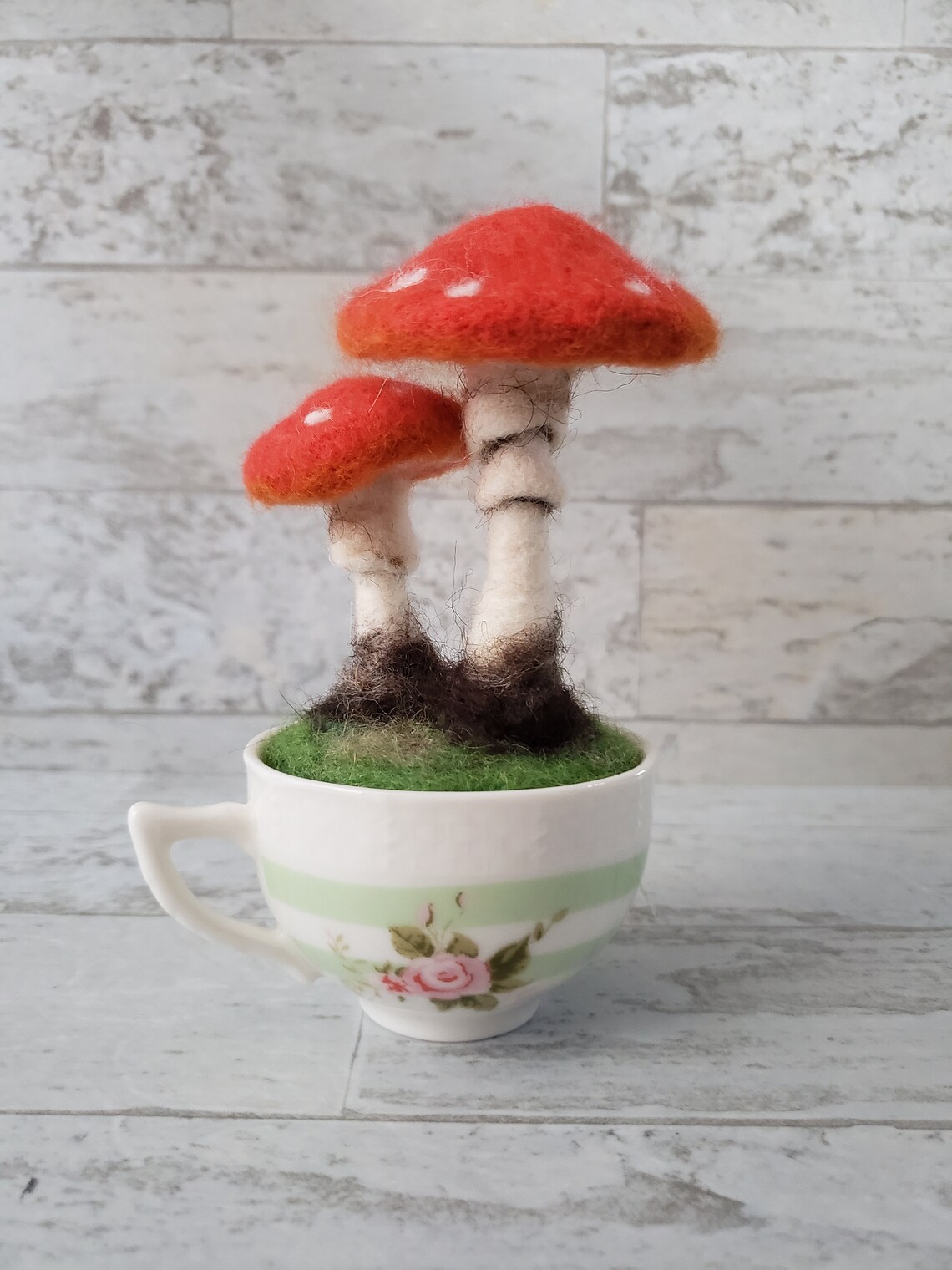 Needle Felted Toadstool Mushroom Teacup Pin Cushion With Ladybug Pin. 5 ...