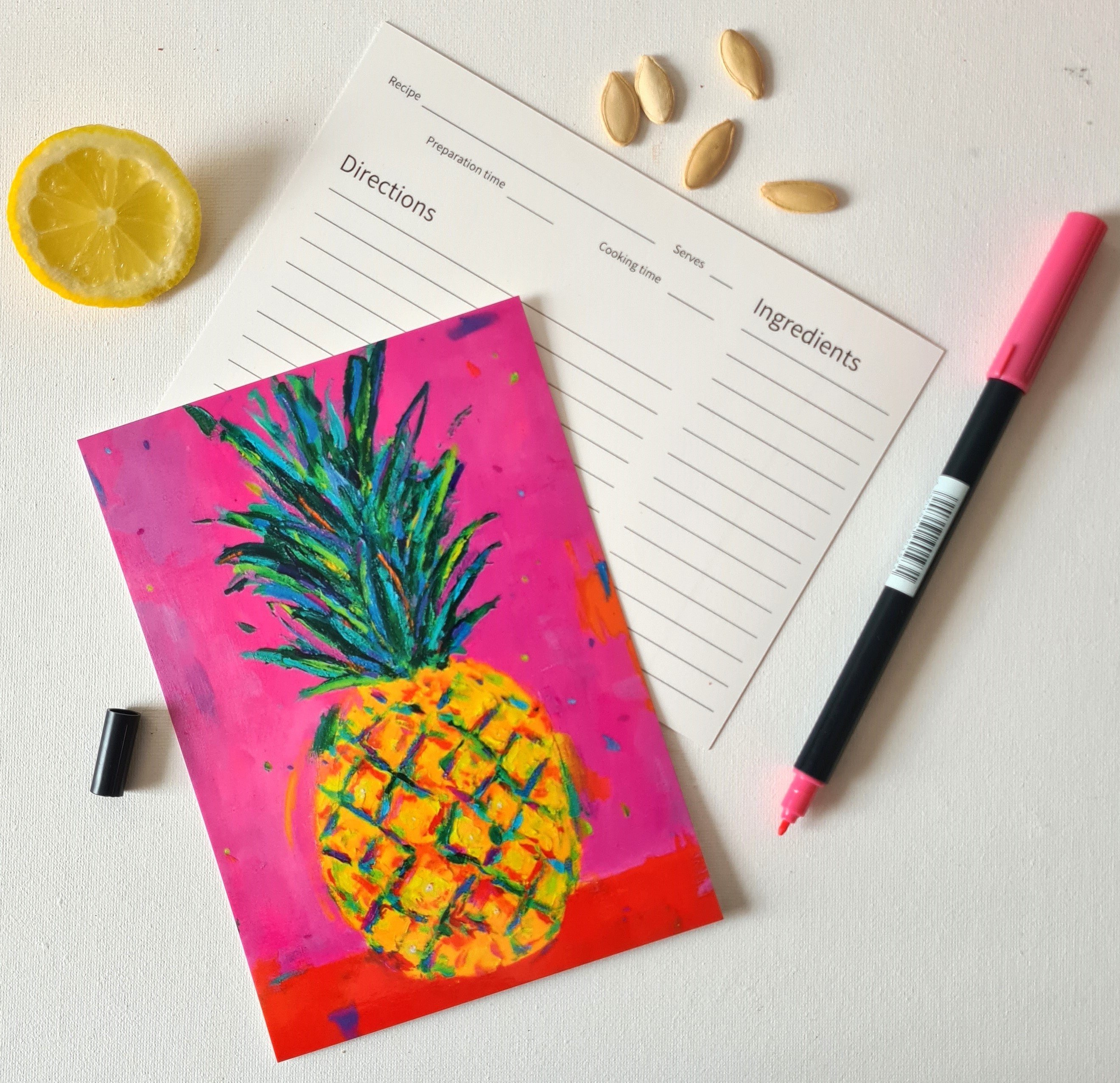 Pineapple Recipe Card - Etsy