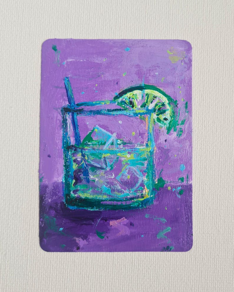Original ACEO Kunst Sammelkarten, Wodka und Tonic - Etsy.de