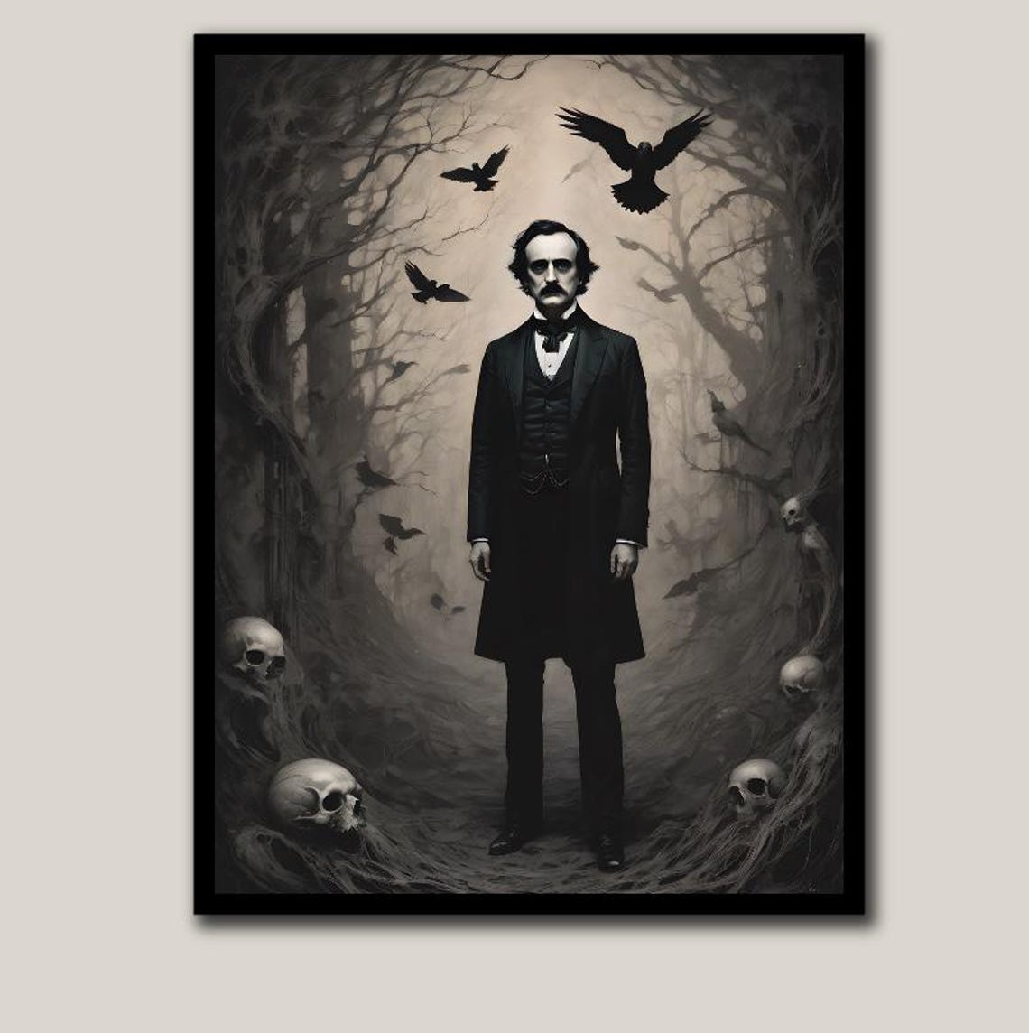 Edgar Allan Poe Poster, Gothic Literature Art Print, Macabre Decor Gift ...