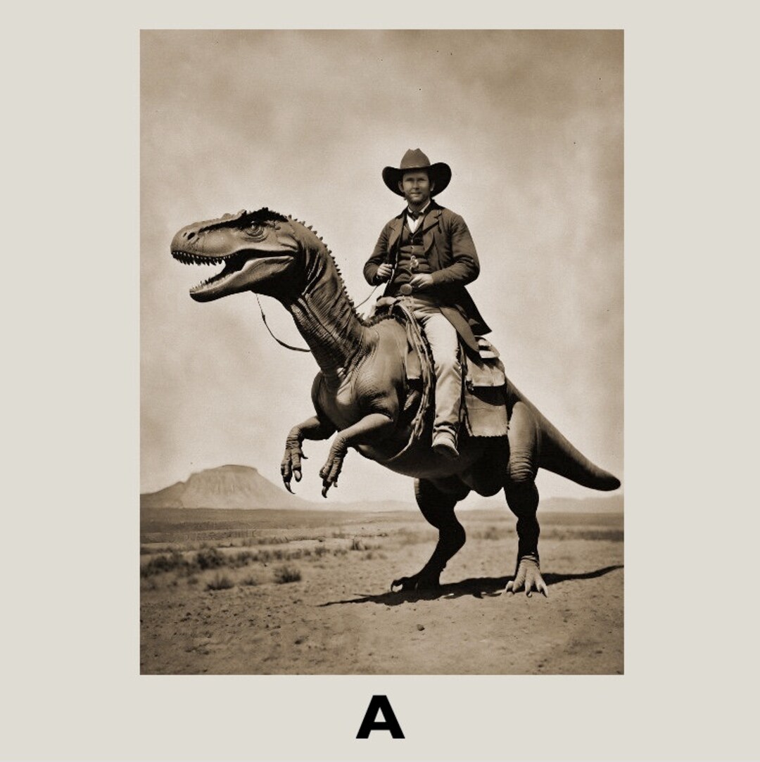Cowboy Dinosaur Print, Dinosaur Cowboy Wall Art, Western Jurassic Home ...