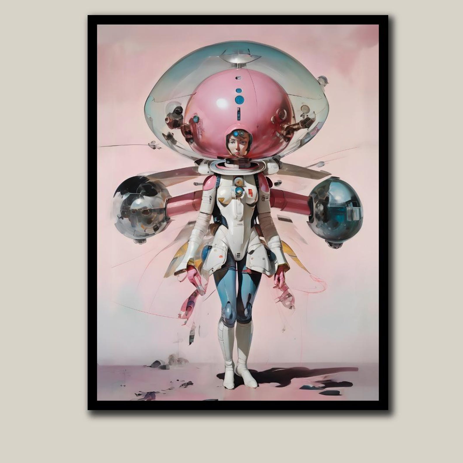 Retro Sci-fi Astronaut Illustration, Futuristic Astronaut Art, Sci-fi ...