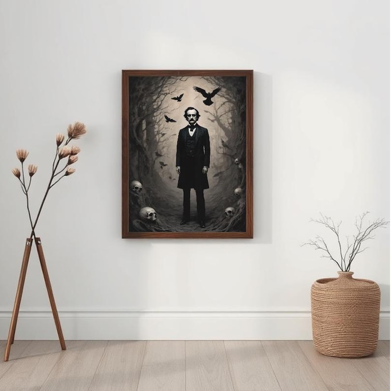 Edgar Allan Poe Poster, Gothic Literature Art Print, Macabre Decor Gift ...