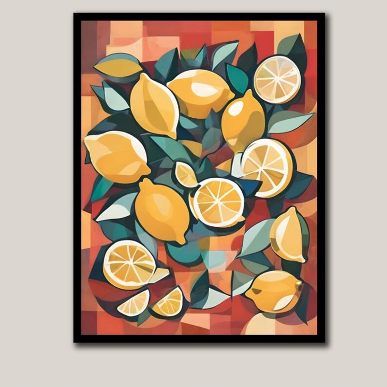 Lemons Illustration, Lemon Cubism Poster, Cubist Still Life Lemon Art ...