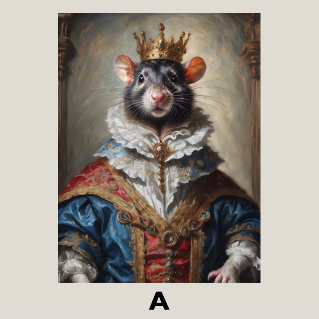 Rat King Print, Animal Portrait Wall Art, Rat Wall Art, Home Decor Gift ...