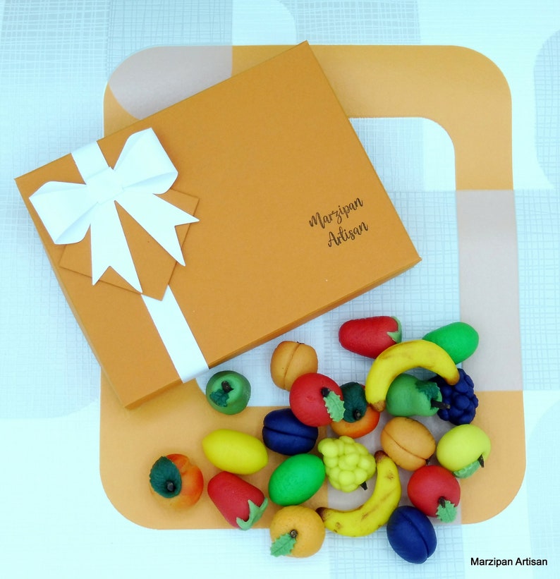 Marzipan Fruits Box of 20 - Marzipan Gift for Foodies Cake Topper ...