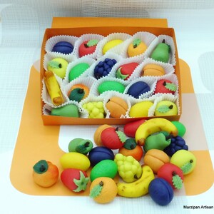 Marzipan Fruits Box of 20 - Marzipan Gift for Foodies Cake Topper ...