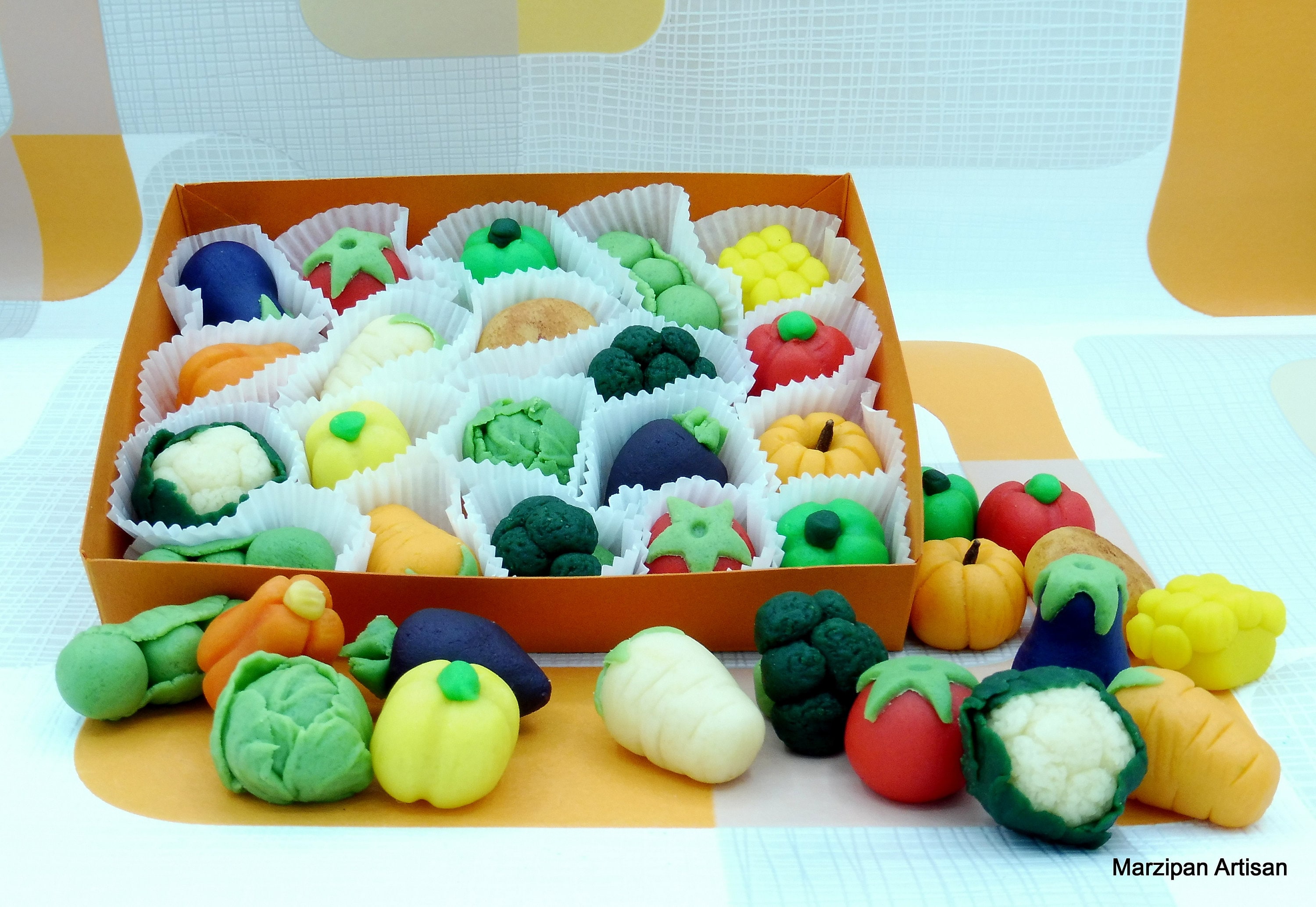 Marzipan Vegetables Box of 20 Veggies Gardeners Allotment - Etsy UK