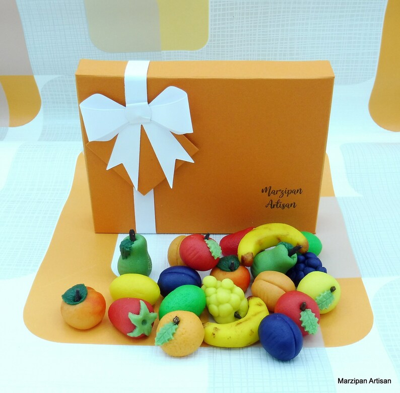 Marzipan Fruits Box of 20 - Marzipan Gift for Foodies Cake Topper ...