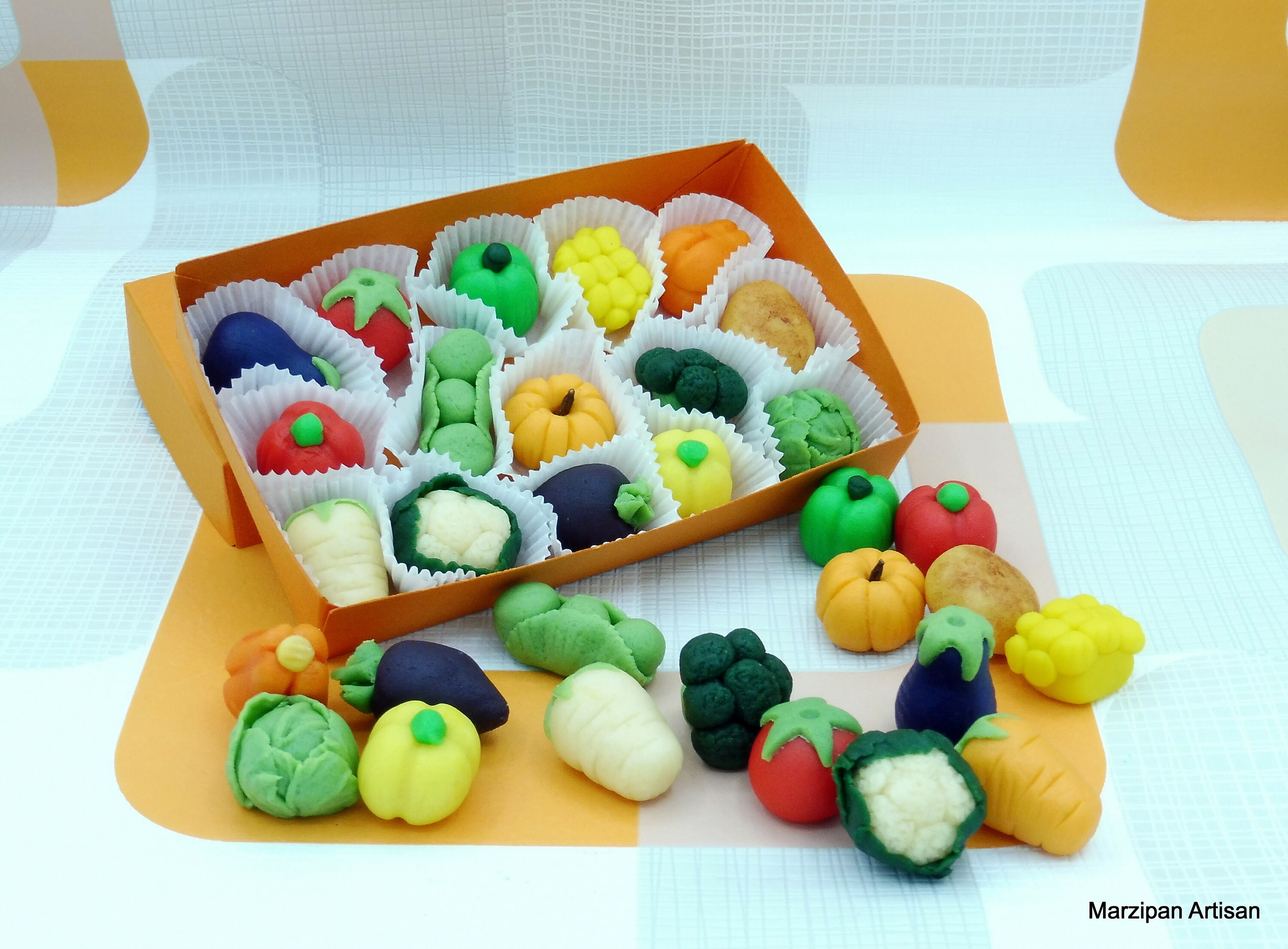 Marzipan Vegetables Box of 15 Novelty Food Lovers Gift Allotment Vegan ...