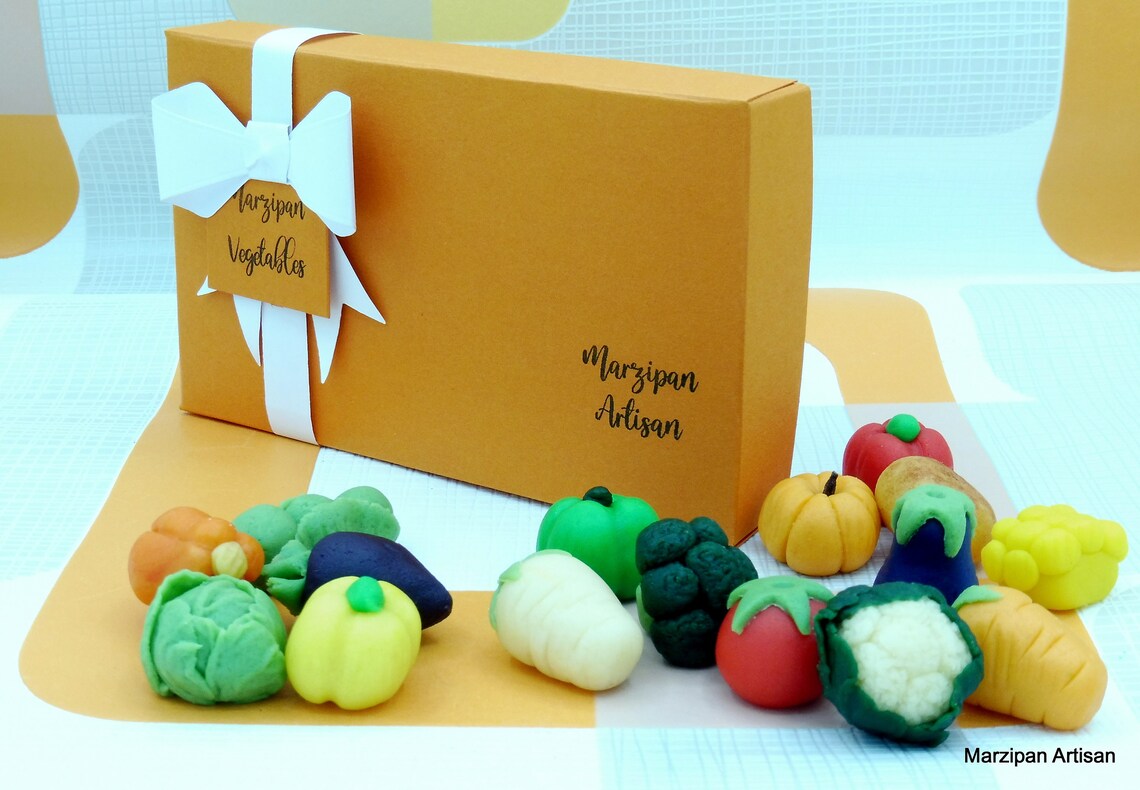 Marzipan Vegetables Box of 15 Novelty Food Lovers Gift Allotment Vegan ...
