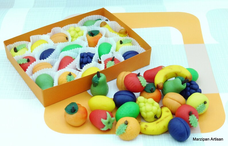 Marzipan Fruits Box of 20 - Marzipan Gift for Foodies Cake Topper ...