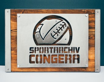 Modern Sign From Wood and Metal With Lighting. Polished Metal | Etsy