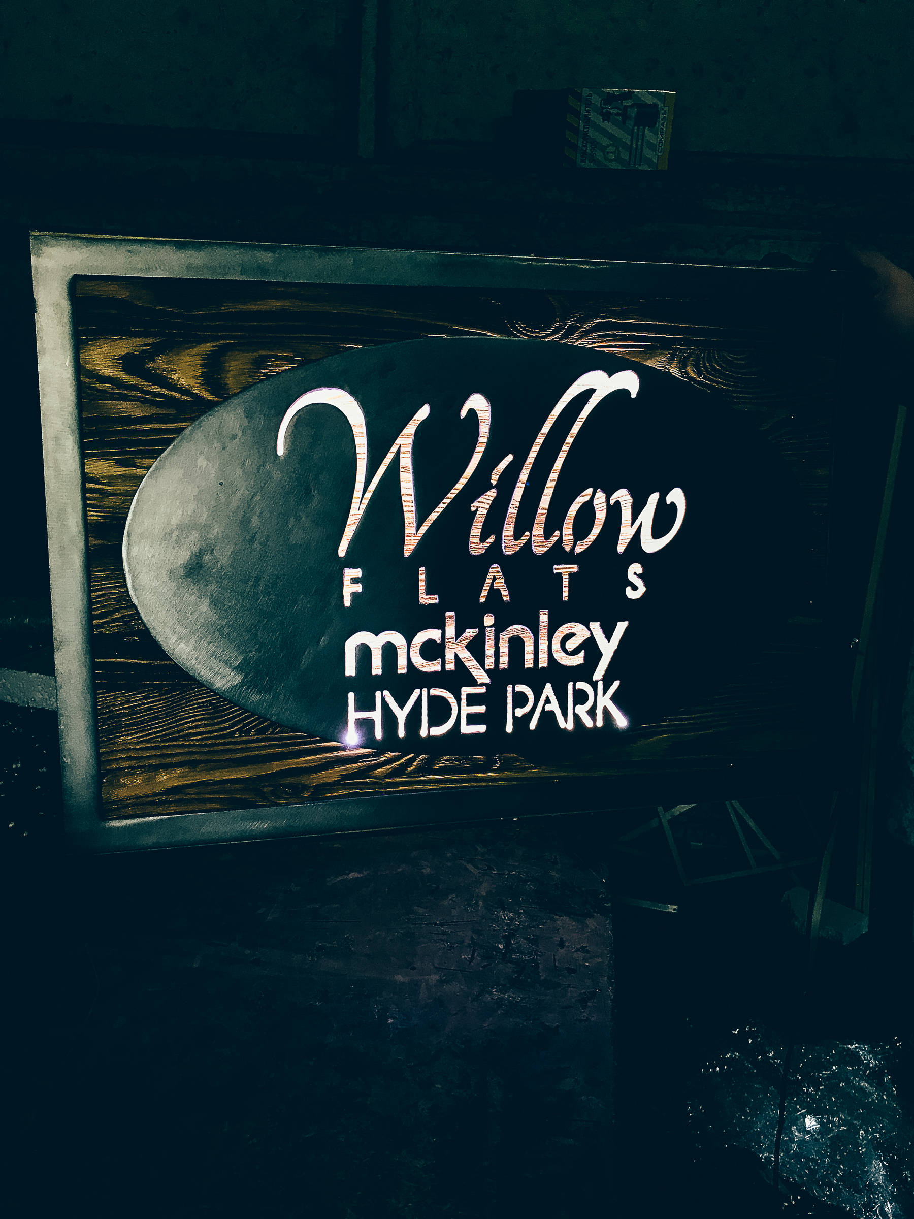 Modern Sign From Wood and Metal With Lighting. Polished Metal - Etsy