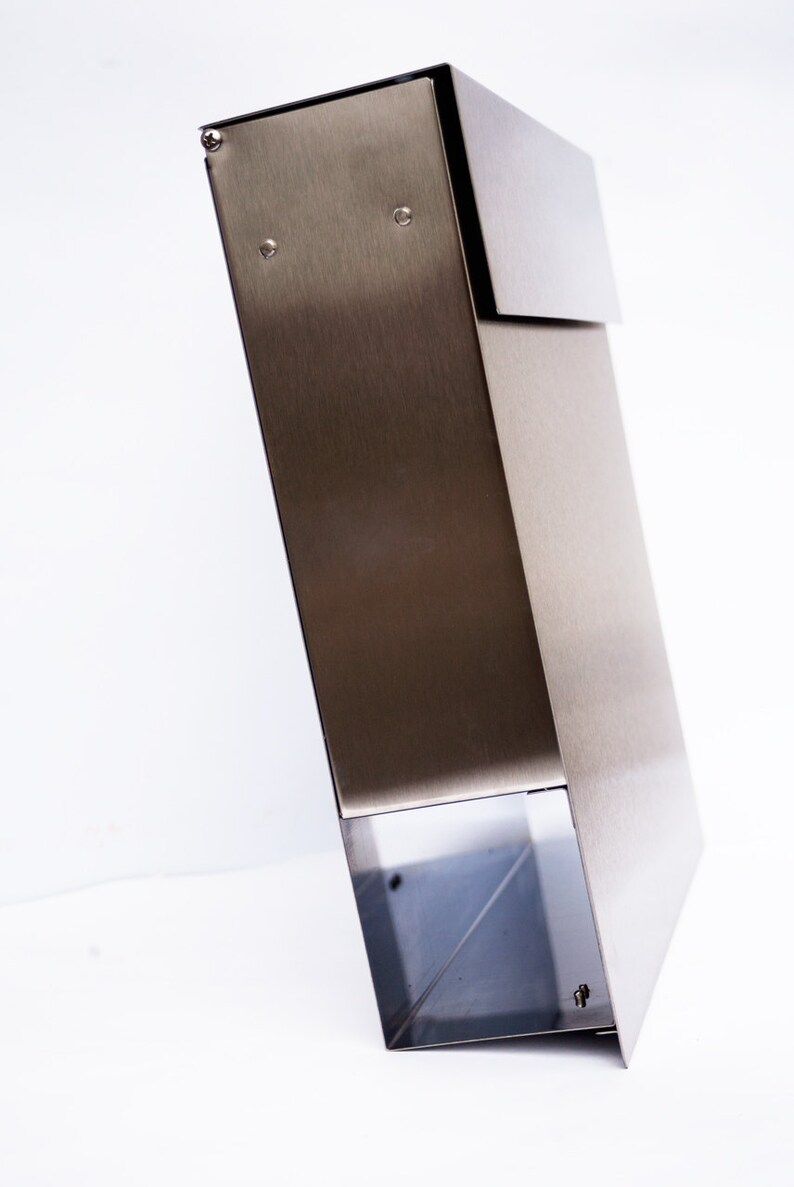 Silver stainless steel modern mailbox. Very stylish steel | Etsy