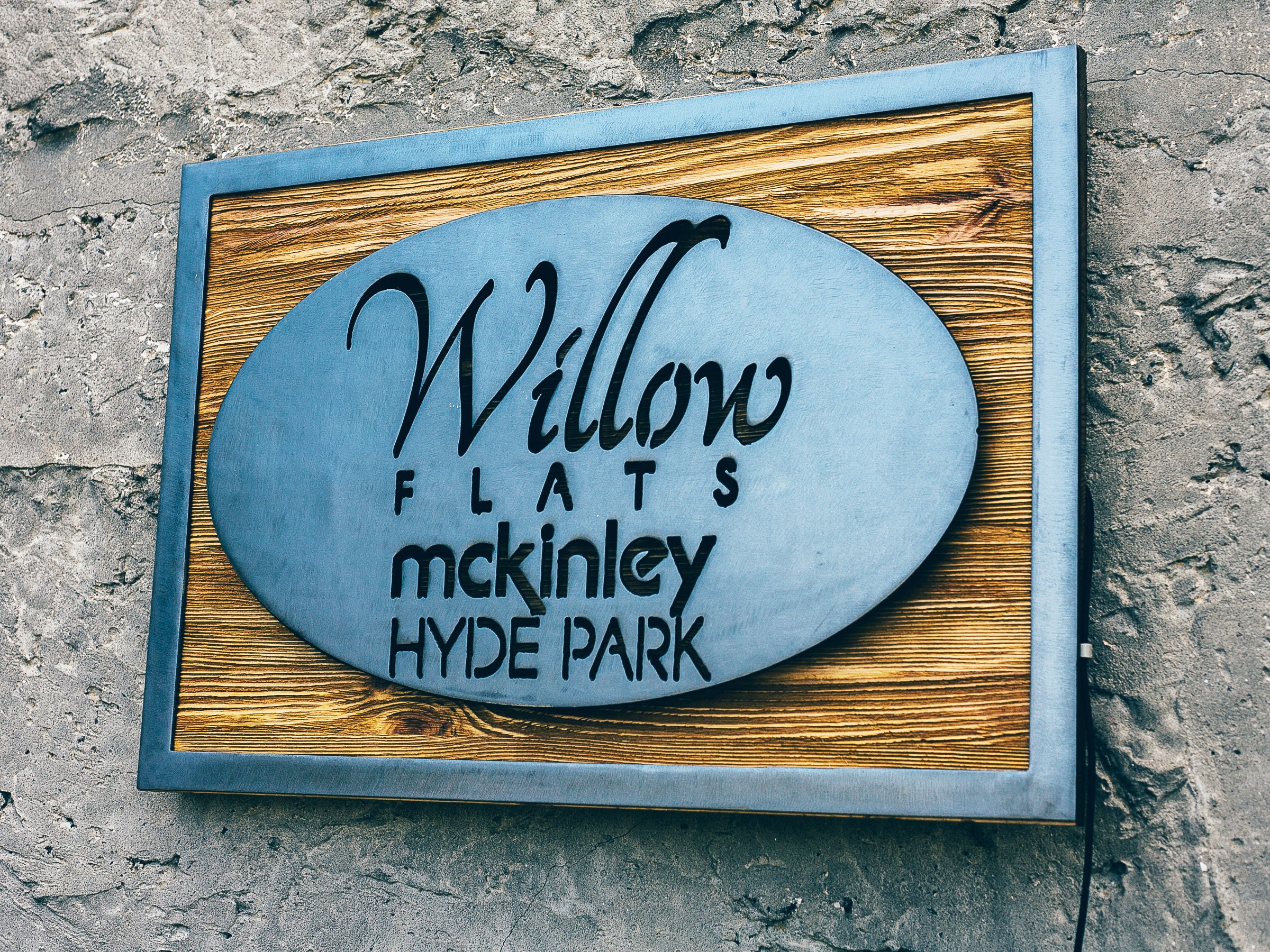 Modern Sign From Wood and Metal With Lighting. Polished Metal - Etsy