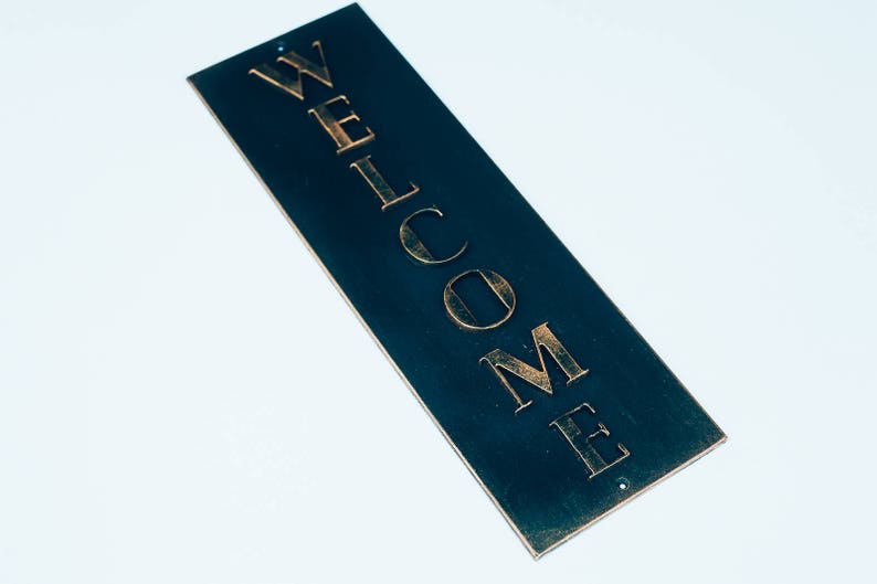 Bronze Sign 'welcome' Made From Iron. Black Sign With | Etsy