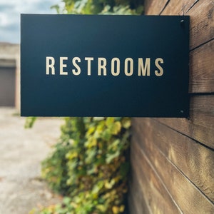 Custom Iron Restrooms Sign: Business Logo, Outdoor Signage (18x11") - Etsy