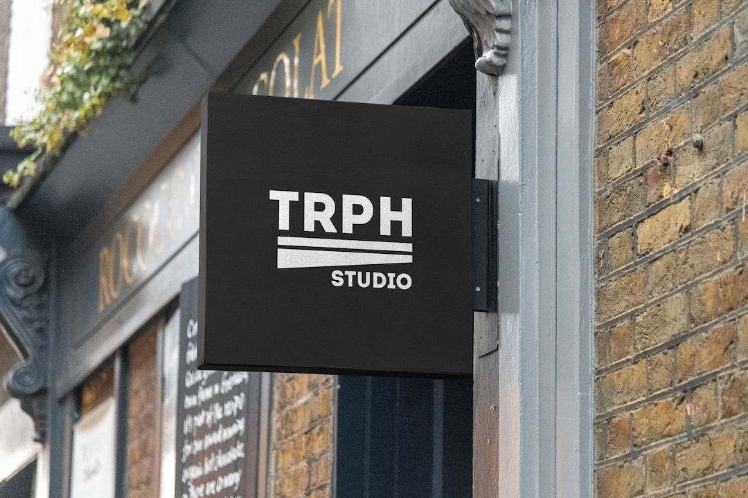 Custom Minimalist Sign From Composite With Metal Handle - Business Logo ...