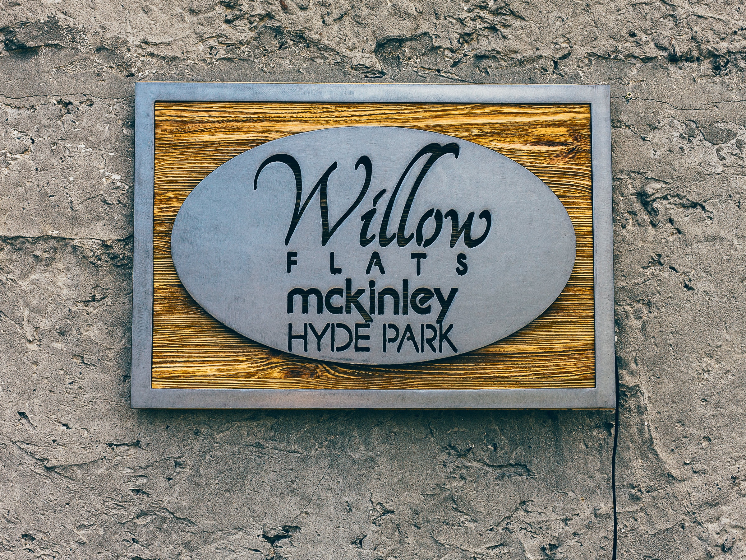 Modern Sign From Wood and Metal With Lighting. Polished Metal - Etsy