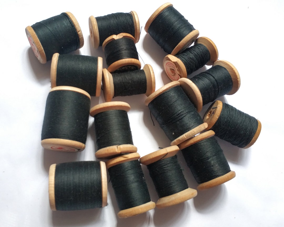 16 Wooden Spools Old Black Collection Colors Thread Spools With Soviet ...
