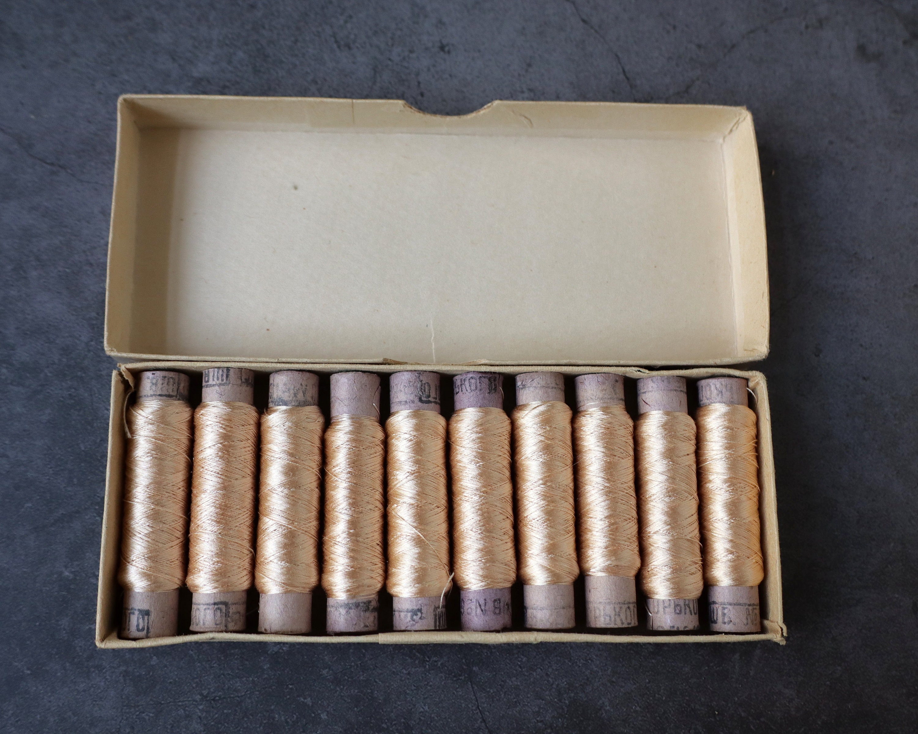 10 Beige Color Spools Different Colors Silk Thread Spools With Soviet ...