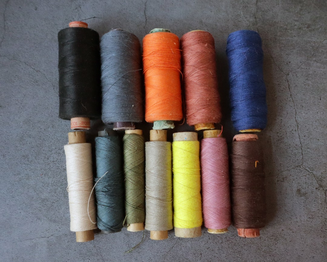 Set of 12 Long Spools Collection Mix Colors Thread Spools With Soviet ...