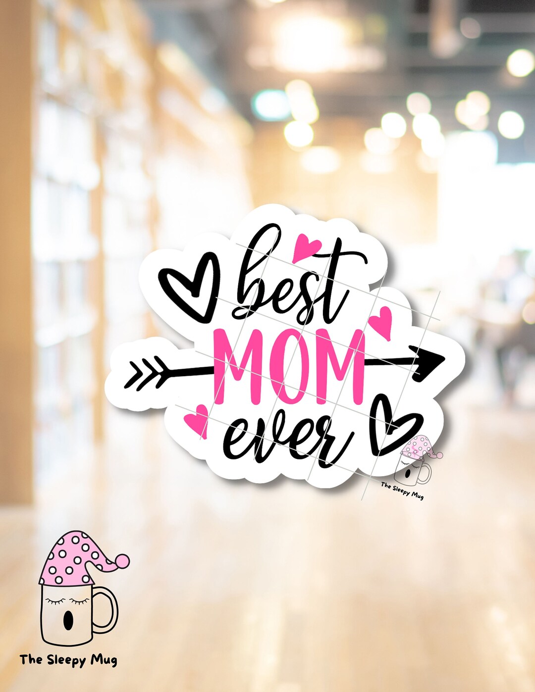 Best MOM Ever STICKER Girlie Girly Pink Hearts Mother's Day Gift Kindle ...