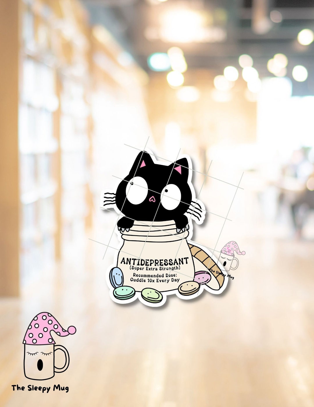 Antidepressant Cat Sticker: Mental Health Reminder, Waterproof - Etsy
