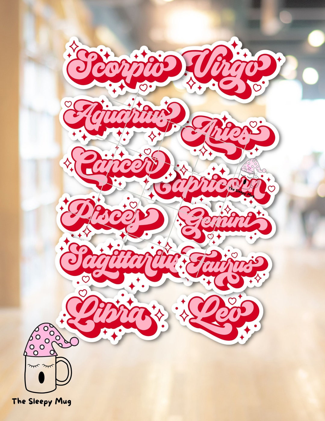Zodiac Sign Sticker: Pink Astrology Decal, Waterproof - Etsy