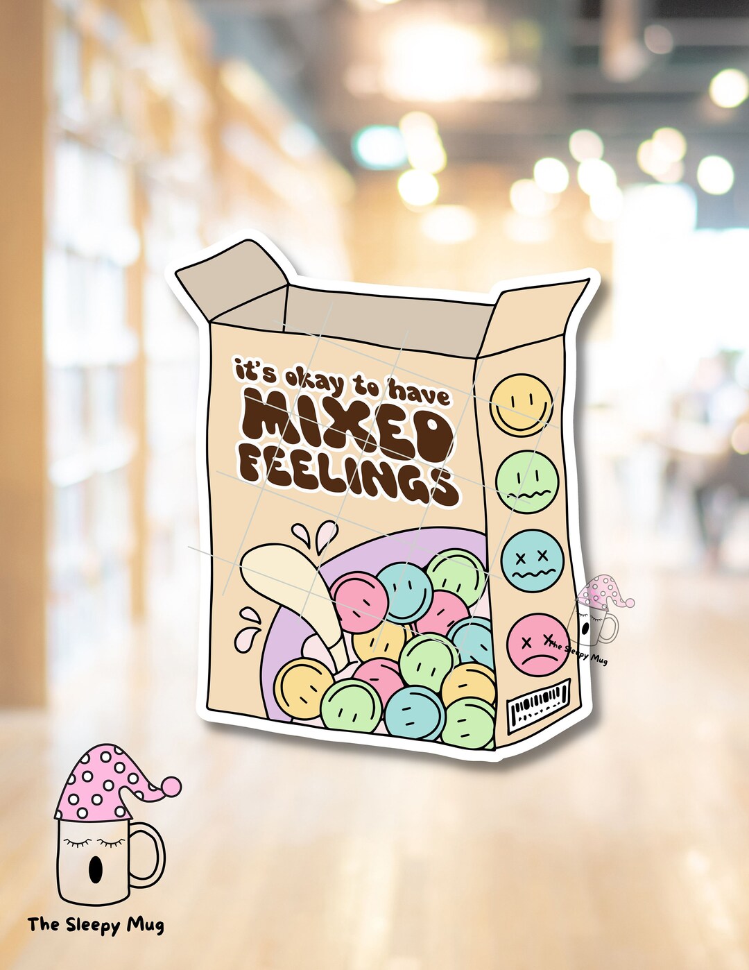 Mixed Feelings Cereal Box Sticker - Waterproof Mental Health Gift - Etsy