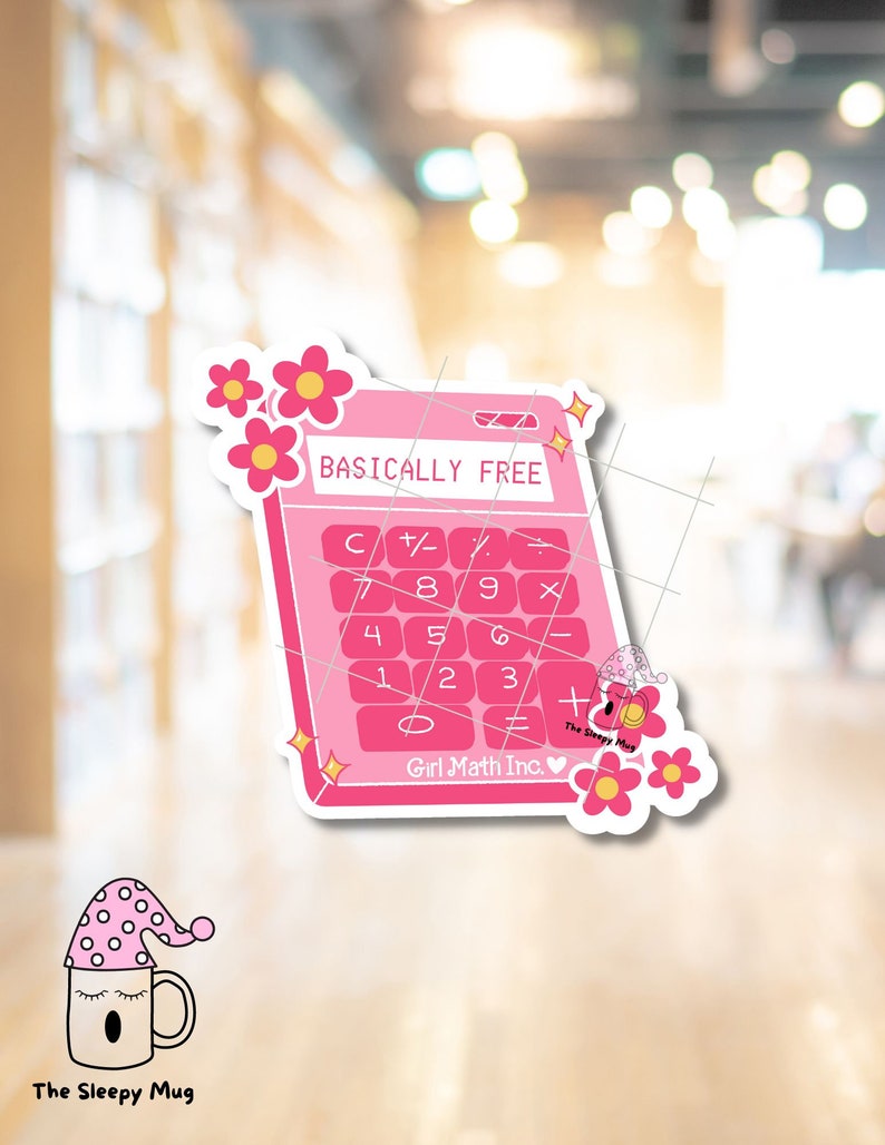 Girl Math Pink Calculator Sticker: Waterproof Vinyl Decal - Etsy