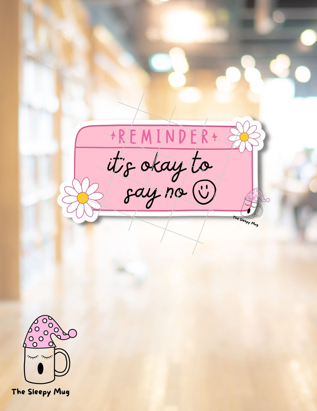 Okay to Say No Sticker: Groovy Flowers, Mental Health Reminder - Etsy