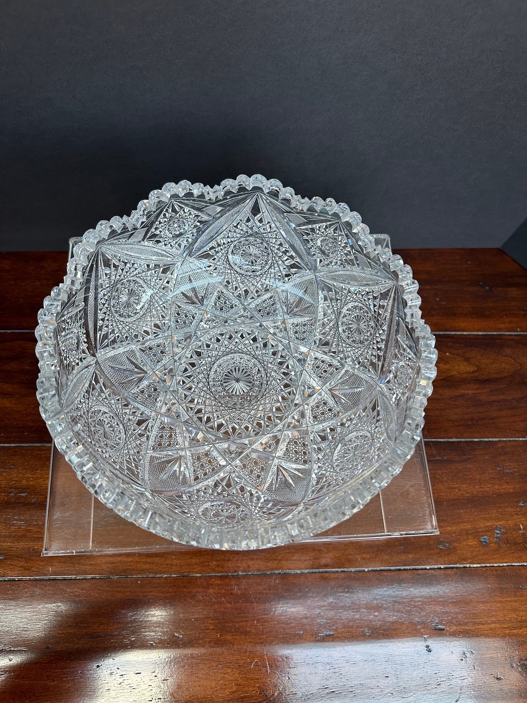 STUNNING Antique Crystal Hand Cut Bowl American Brilliant Period Early ...