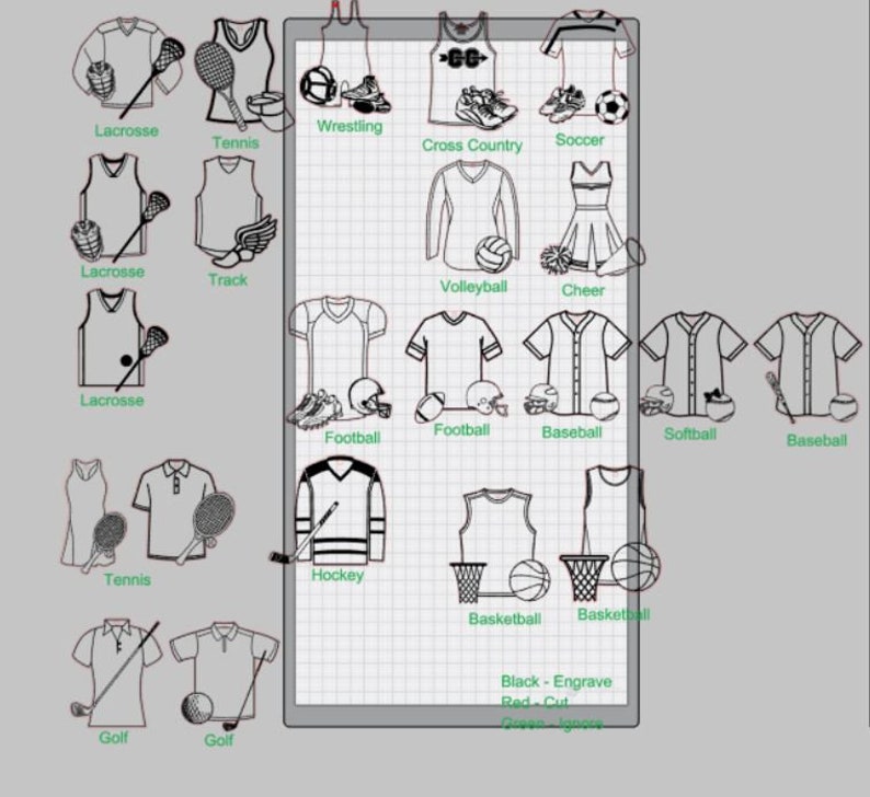 Sports Bundle Ornament Set, Christmas, Set of 24, SVG, Laser File ...