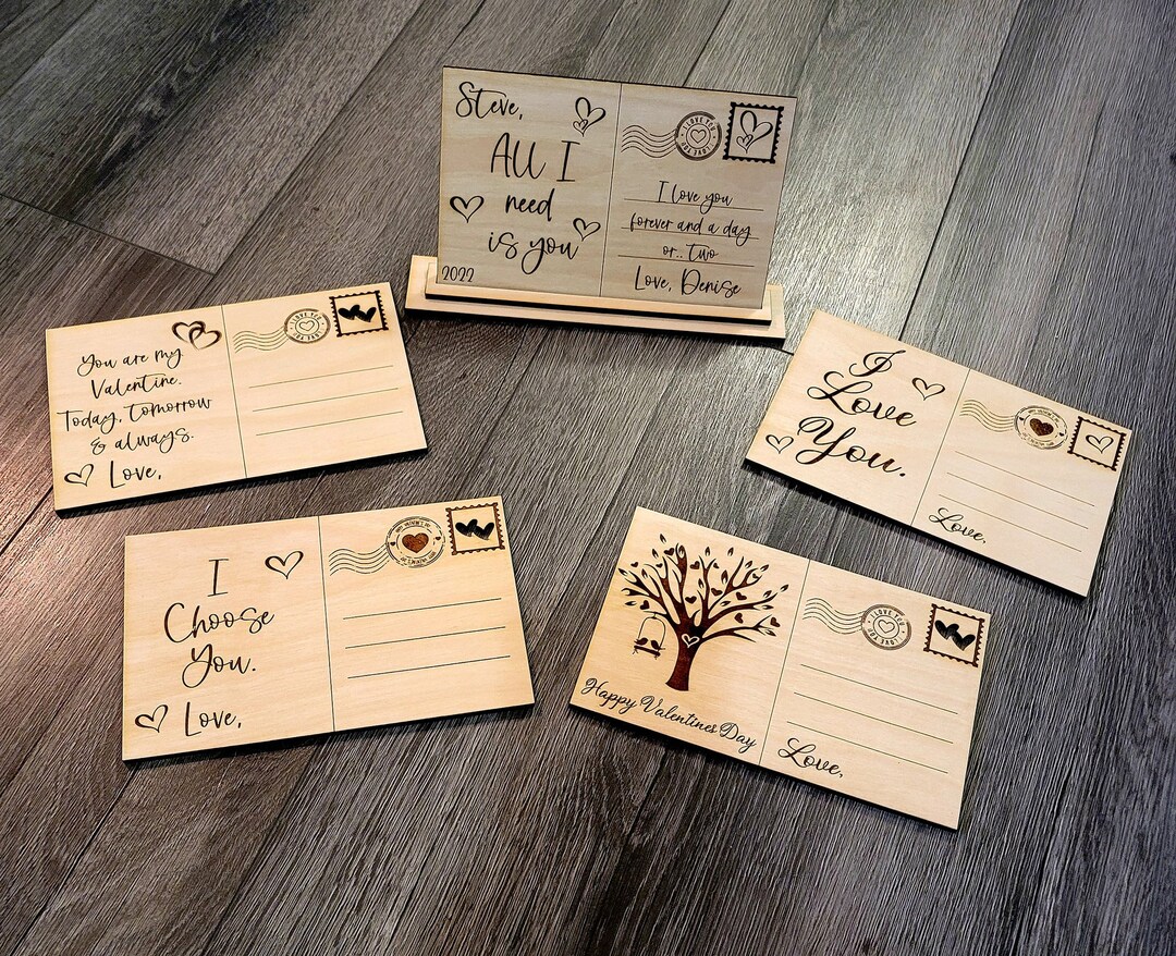 Valentines Day, Valentines Day Postcards, Bundle Set of 6, SVG, Laser ...