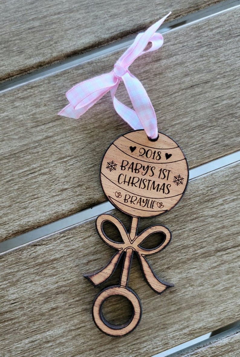 Baby's First Christmas Baby Rattler SVG Laser File | Etsy