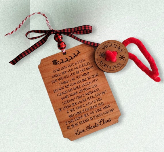 Santa's Missing Button and Letter Christmas Ornament - Etsy