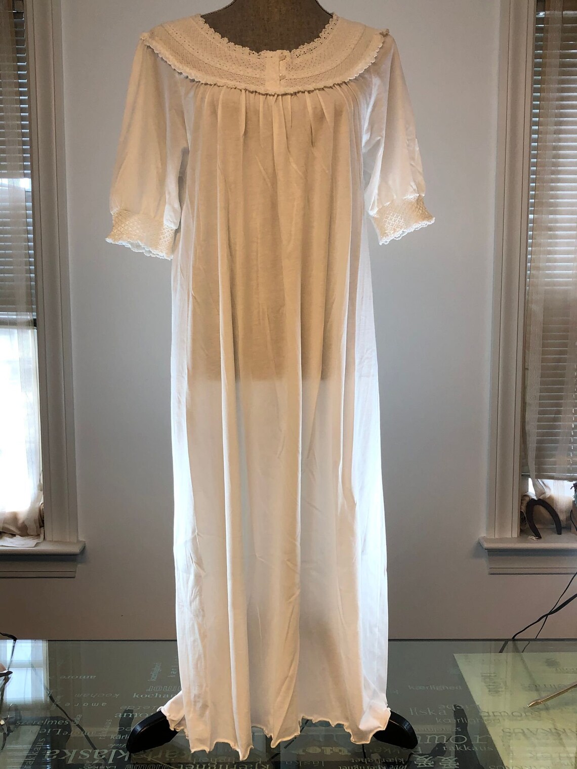 Peruvian Pima Cotton Nightgown, Hand Crochet Stitch on Neckline and ...