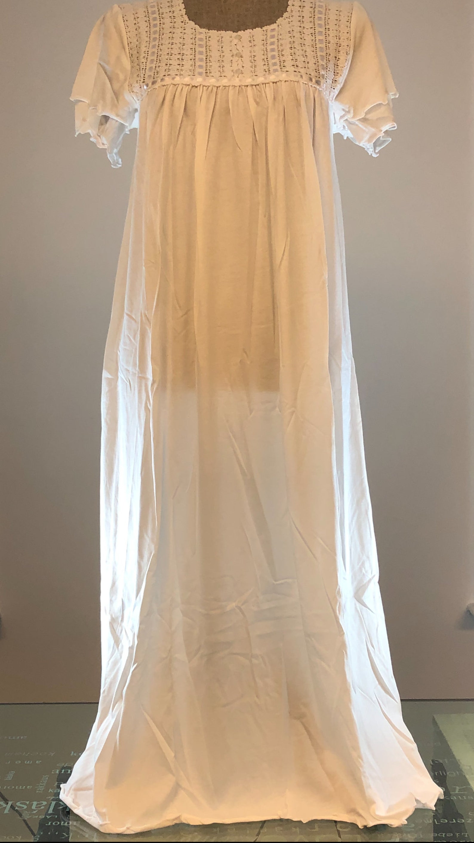Peruvian Pima Cotton Nightgown With Hand Crochet Stitch and White ...